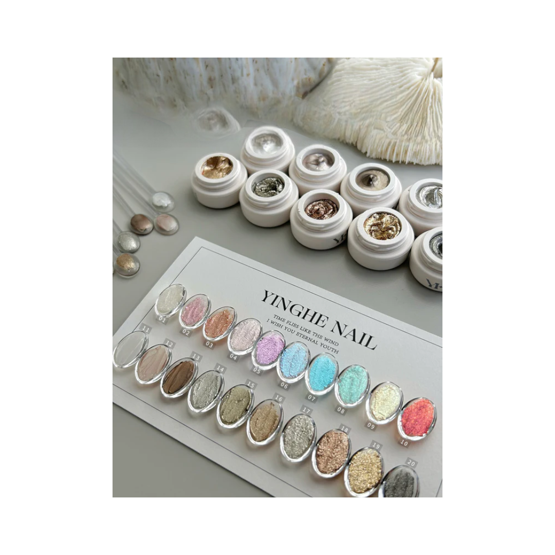 YHH Fairy Powder Cream, Glitter Nail Art Mud Gel F01-20 Set